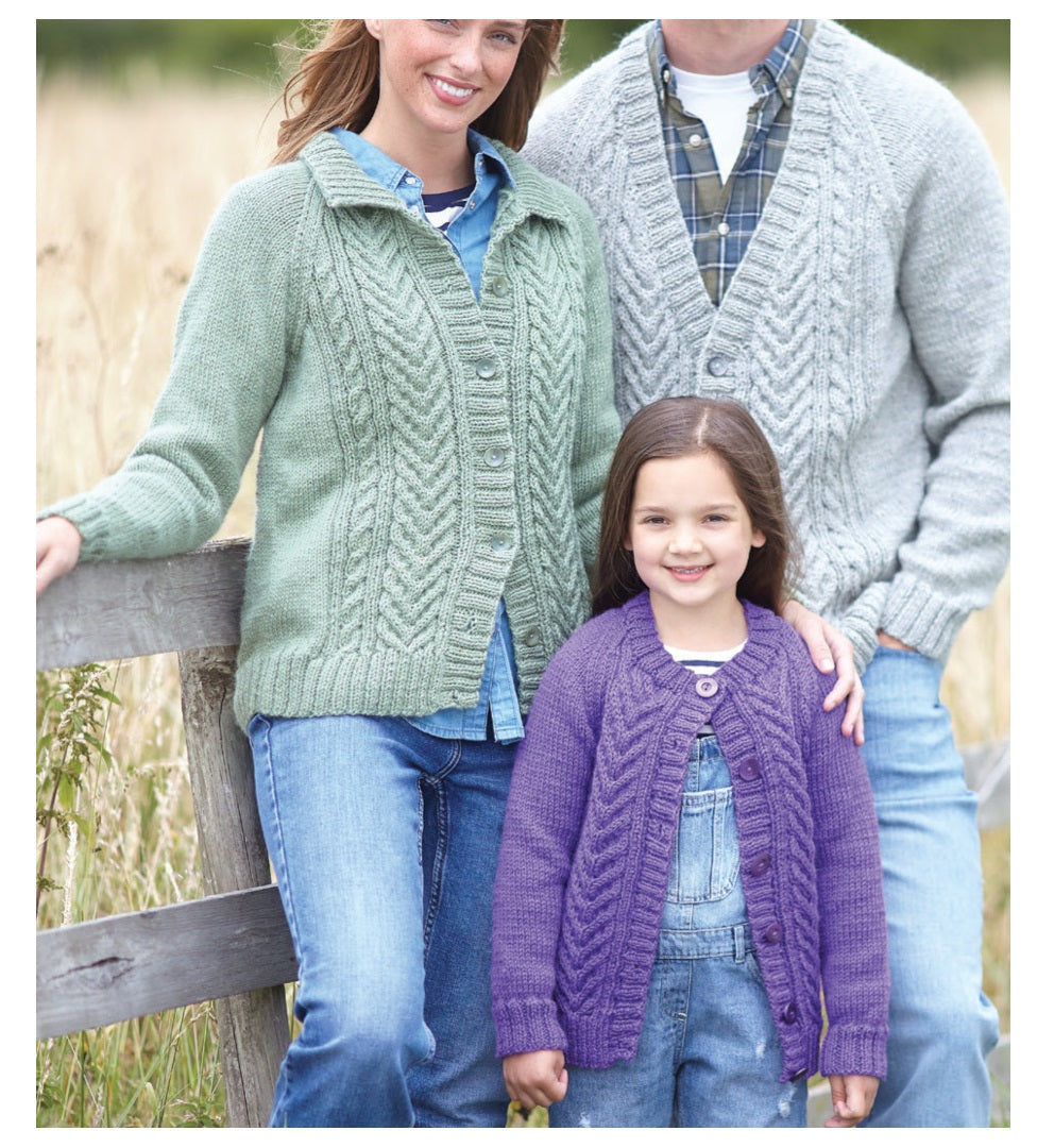 King Cole Aran Knitting Pattern - Family Cable Knit Cardigans (5957 ... King Cole Aran Knitting Pattern - Family Cable Knit Cardigans (5957 ...