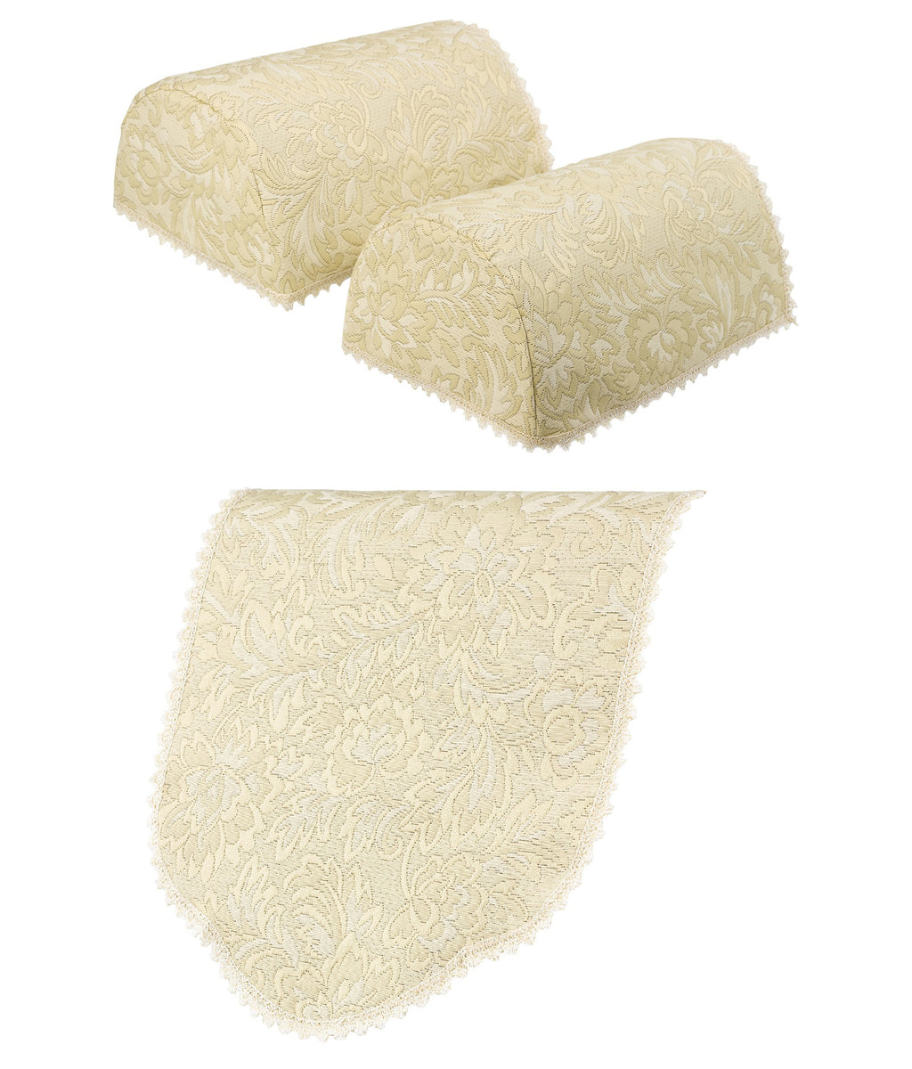 Floral Jacquard Round Arm Caps & Chair Back Set (4 Colours) – Mill Outlets