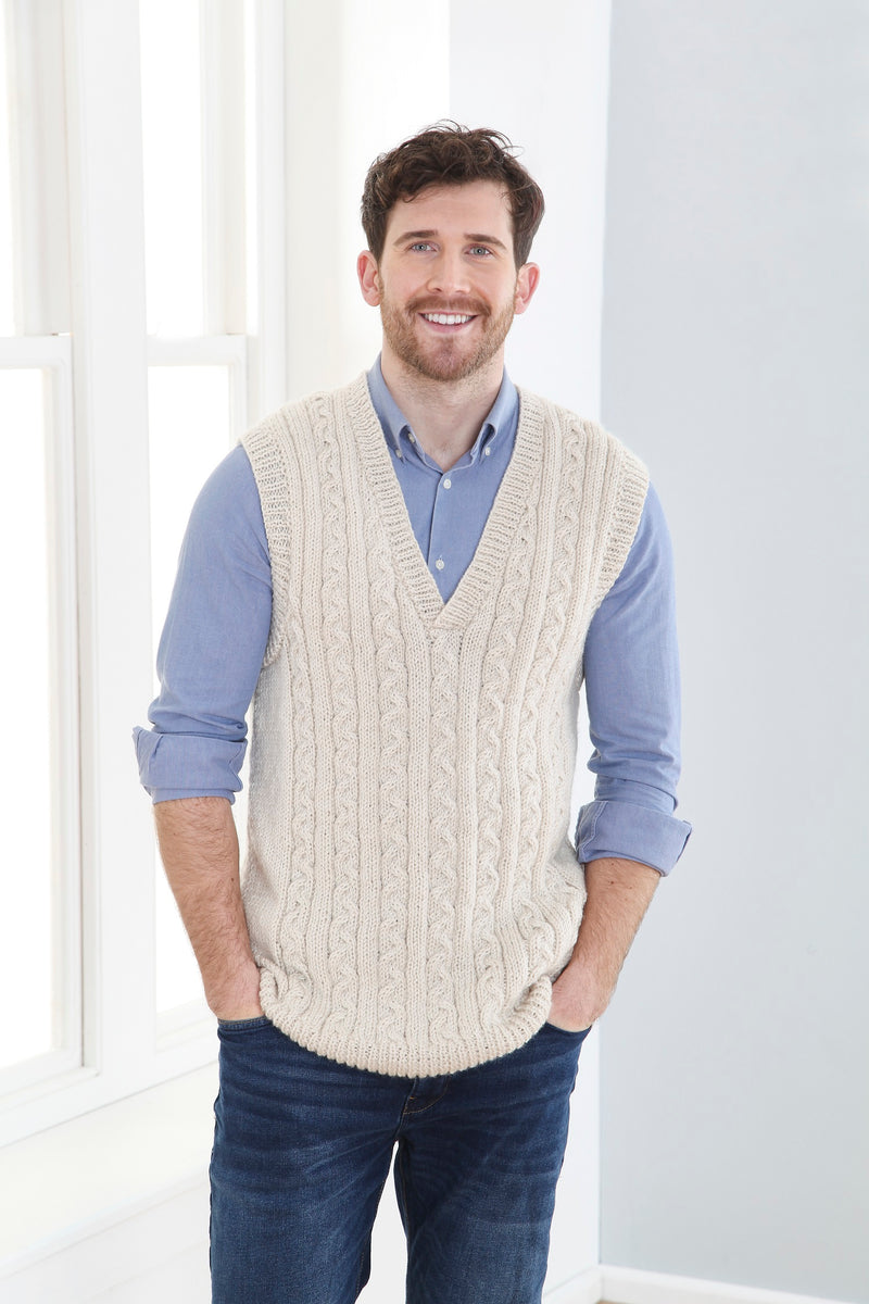 King Cole Aran Knitting Pattern Unisex Slipover & Sweater (6339) – Mill ...