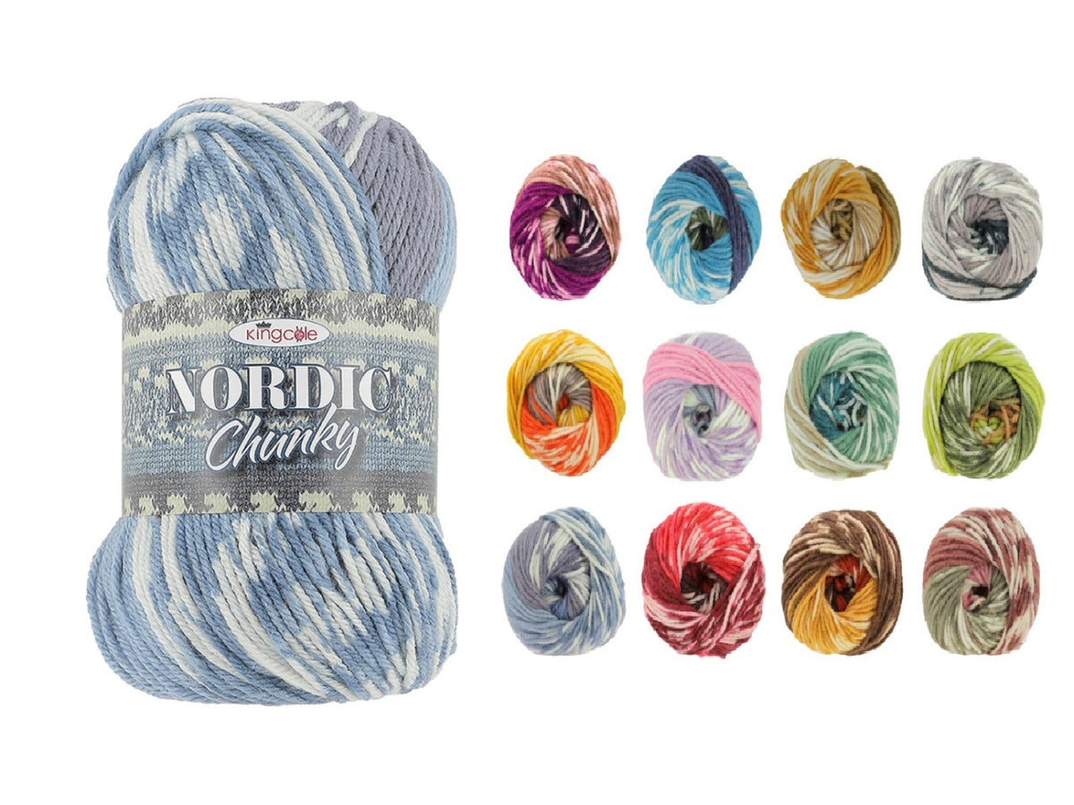 King Cole Nordic Chunky Self Patterning Fair Isle Yarn 150g (8 Shades ...