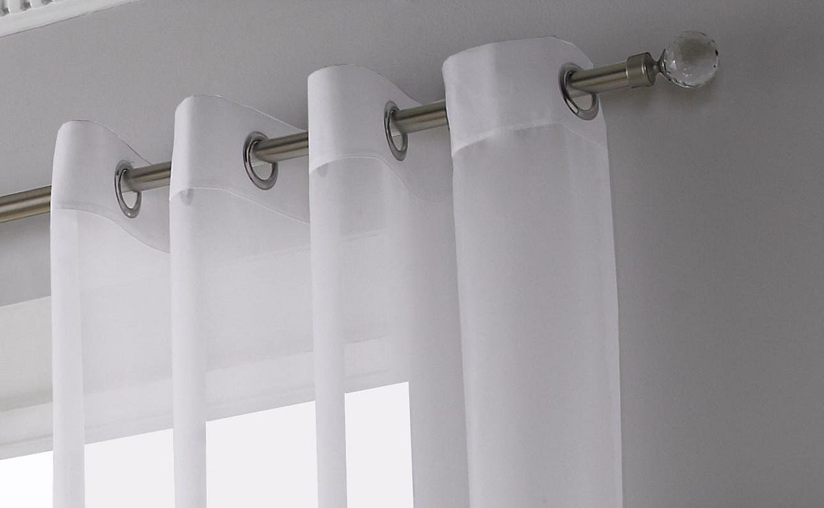 Voile Eyelet Top Curtain Panel 145cm x 183cm White – Mill Outlets