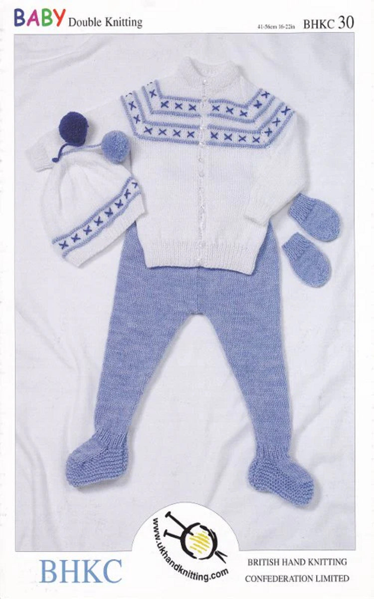 Double Knitting Pattern - BHKC 30 Baby Jacket Leggings Hat & Mittens ...