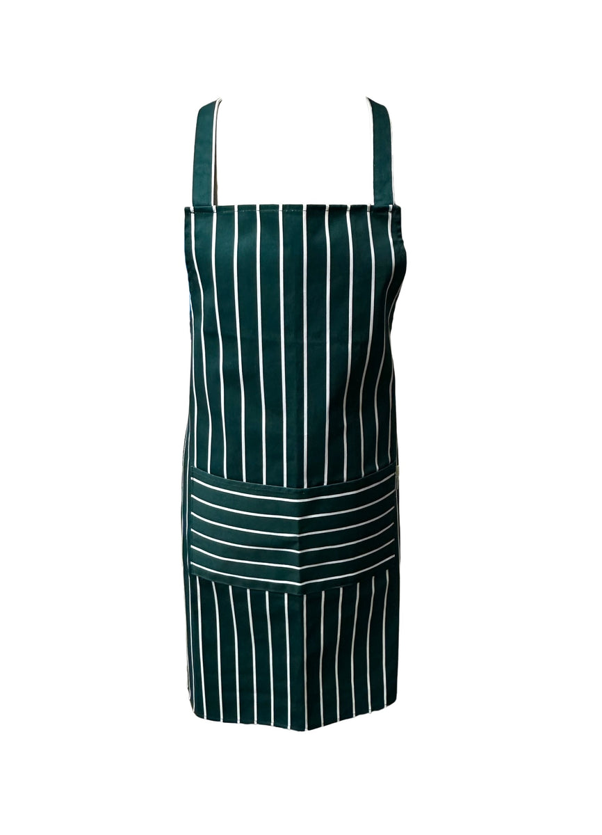 Green Striped Butchers Full Bib Apron with Pocket (2 Sizes) – Mill Outlets
