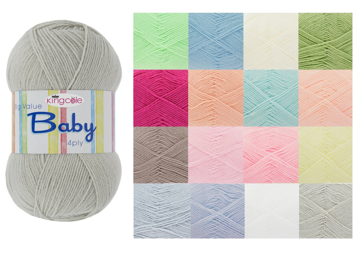 King Cole Big Value Baby 4 Ply Knitting Wool (Various Shades) – Mill ...