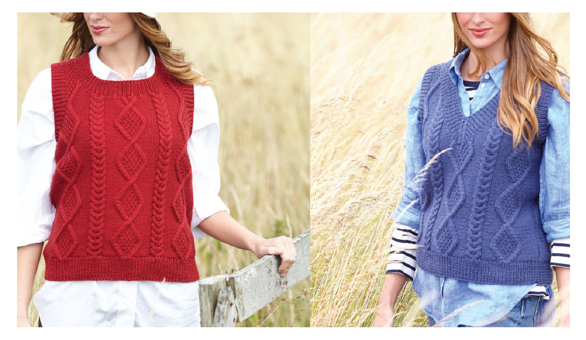 King Cole Aran Knitting Pattern - Ladies Tank Tops (5958) – Mill Outlets