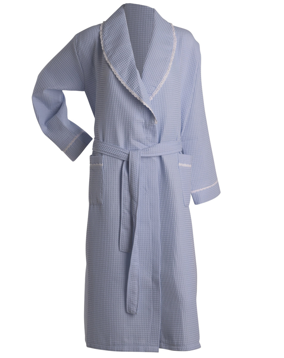 Slenderella Ladies Lightweight Waffle Robe with Lace Trim (5 Colours ...