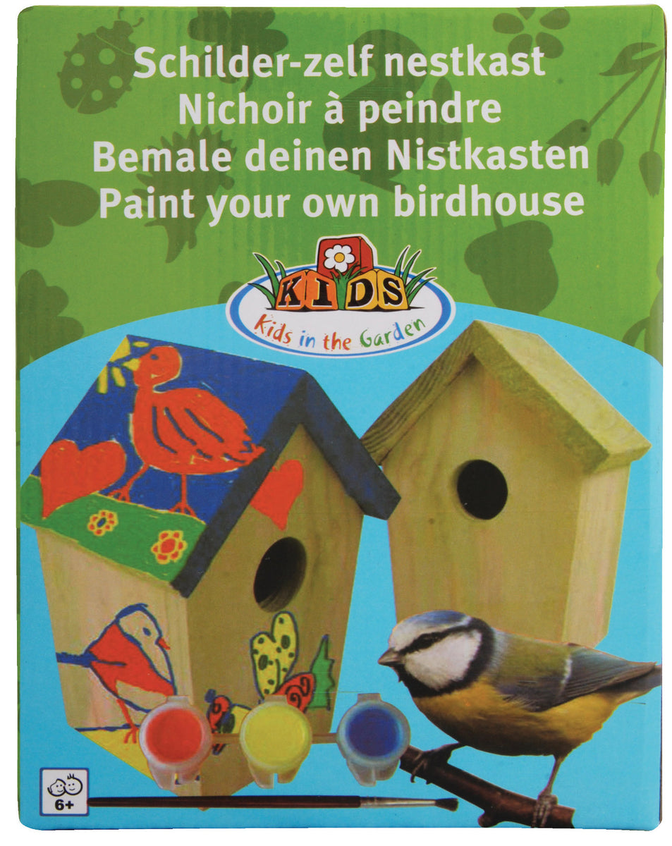 Paint Your Own Garden Bird Nest Box Kit with 3 Paint Pots & 1 Brush ...